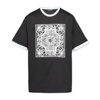 Dolce & Gabbana T-Shirt mit Majolika-Druck - - Tops - Herren - Schwarzk - L