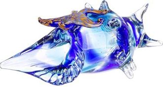 GILDE GLAS art Glas Art Dekoobjekt Muschel mit Seestern - blau - Höhe 14cm, Breite 31cm - Glas - Dekofigur