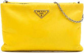 Prada Hobo Bags - Tessuto Fluo Clutch on Chain - Gr. unisize - in Gelb - f&uuml;r Damen