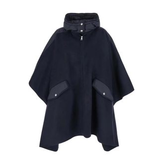 Moncler Wool Zip Cape - - Jackets - Damen - Blau - ONE SIZE