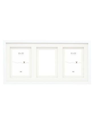 Deknudt Frames Galerierahmen mit doppeltem Passepartout -Wei&szlig; - S65KK1 P3 f&uuml;r 3 Bilder Bildgr&ouml;&szlig;e 15x20cm - Bilderrahmen Holz MDF - Bilder aufh&auml;ngen oder ausstellen