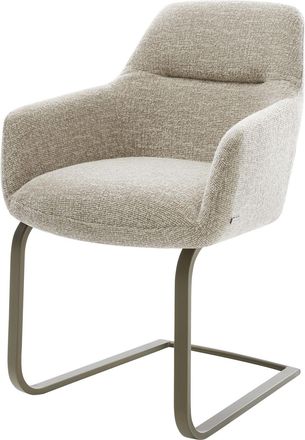 DELIFE Schwingstuhl Pejo-Flex Freischwinger flach Effektfinish Titan Webstoff Soft Beige Taschenfederkern