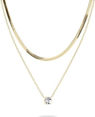 Tamaris Ensemble de colliers TS-0036-NN IP Gold, 50, Acier inoxydable, Pierre de verre