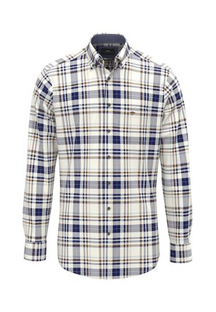 Fynch-Hatton Hemd aus Baumwolle mit Karomuster und Button-Down-Kragen Misty Blue / 3XL