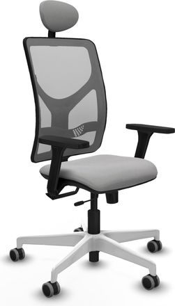 Piqueras y Crespo B&uuml;rostuhl mit 3D-Armlehnen, h&ouml;henverstellbarer Lendenwirbelst&uuml;tze und festem Kopfteil, ausgestattet mit Syncro/Traslack und Schneideschaum, Grau/Hellg