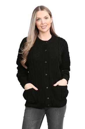 Janisramone Cardigan en tricot torsad&eacute; pour femme, col rond, manches longues, cardigans pour femmes, pull &agrave; boutons pour femme pour lautomne et lhiver, cardigan p