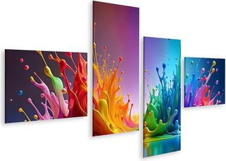 Islandburner Prime Bild auf Leinwand Abstraktes Design bunter Spritzer f&uuml;r Wandmalerei Bilder Wandbilder Poster