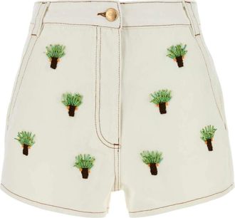 Farm Rio Farm Rio, Femme, Shorts, Blanc, Taille: W26 Short Brod&eacute; Arbre de Cocotier
