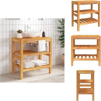 vidaXL Waschtisch mit 2 Ablagen 74x45x75 cm Massivholz - Badezimmermöbel - Holzschreibtisch - Holzregal - Teakholzmöbel - Waschen