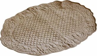 Loberon Badematte Courlevin - Samtig Weich - rutschfest - Romantisches Design - Leicht Wattiert - 60x90 cm - Badeteppich - Badtextilien - Baumwollsamt, leinen