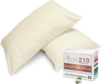 Pizuna Kissenbezug 40x80 cm 2er Set Baumwolle Neu Elfenbein, Atmungsaktiv 100% langstaplige Baumwolle in Perkalbindung Nur Kissenbezug (Neu Elfenbein Kissenb