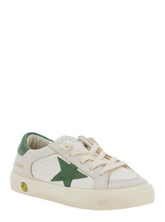Golden Goose Boys White Low Top Sneakers With Star Patch Goat Trainers