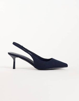 Simmi London Simmi London Sadel chaussures &agrave; talons slingback textur&eacute;es en bleu marine