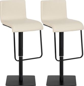 Clp 2er Set Barhocker Limon Kunstlederbezug creme schwarz