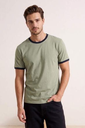 Trendyol MAN Herren Gr&uuml;n Einfarbig Kurz Regular Fit T-Shirts