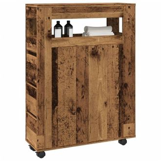 vidaXL Meuble &eacute;troit de salle de bain &agrave; roulettes vieux bois - Vidaxl