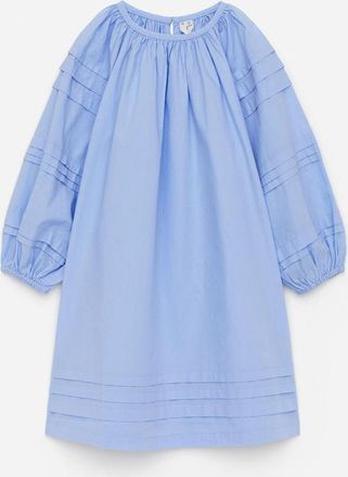 Arket Popeline-Kleid Mit Biesen -Blau
