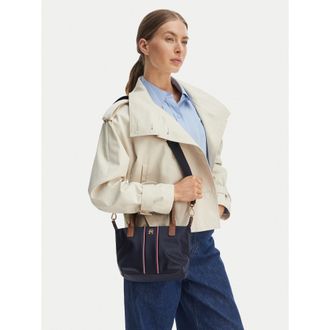 Tommy Hilfiger Handtasche Tommy Hilfiger Popette Mini Tote Corp AW0AW17707 Dunkelblau