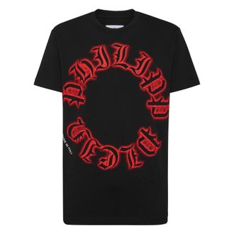 Philipp Plein Homme, Tops, Noir, Taille: 2XL T-shirt Col Rond Gothique