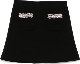 Self Portrait Mini-jupe noire en tricot ornée Rs25102skb