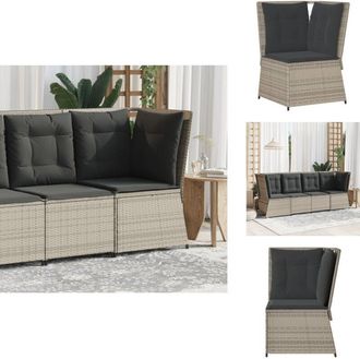 vidaXL Garten-Ecksofa mit Kissen Hellgrau Poly Rattan - Gartensofa - Gartensofas - Outdoor Sofa - Terrassensofa