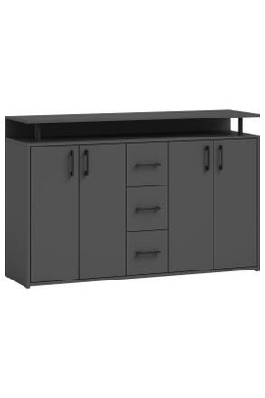CARRYHOME Sideboard, Anthrazit, Kunststoff, 2 F&auml;cher, 3 Schublade(n) Schubladen, 139x90x34 cm, Wohnzimmer, Kommoden & Sideboards, Sideboards