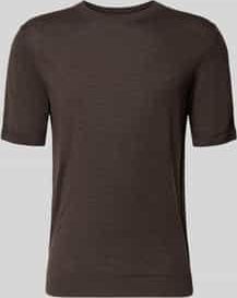 Fynch-Hatton Strick T-Shirt mit Rundhalsausschnitt und Label-Stitching