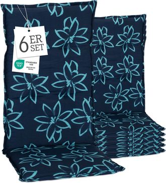 Beo Barcelona Hochlehner Auflagen 118x50cm 6er Set | Waschbare, atmungsaktive Gartenstuhl-Auflagen | UV-beständige Sitz-Auflagen | Made in EU | Öko-Tex St
