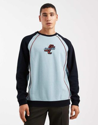 Santa Cruz Sweat ras de cou à manches raglan avec logo et coutures contrastantes - Bleu
