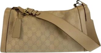 Gucci Sac bandouli&egrave;re en toile GG en cuir beige Pre-owned - Femme - Pre-owned - Beige - Taille: ONE Size