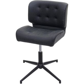 Hhg Bürostuhl 441, Drehstuhl Schreibtischstuhl, drehbar höhenverstellbar Kunstleder vintage dunkelgrau, Fuß schwarz