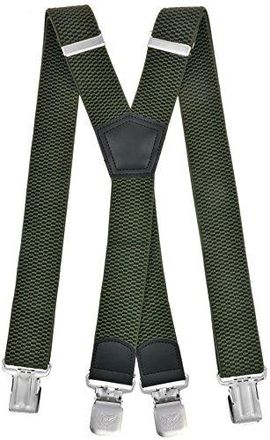 Miobo Bretelles en X ou en Y de 4 cm de large avec 3 ou 4 pinces Convient pour homme et femme Coloris au choix - Vert - Taille Unique