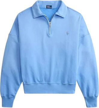 Polo Ralph Lauren Femme, Sweatshirts et sweats &agrave; capuche, Bleu, Taille: 40 FR SweaT-shirt zipp&eacute; &agrave; logo