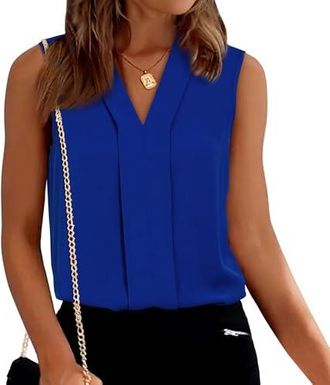 Generic Debardeur Femme Chic et &eacute;l&eacute;gant Chemisier sans Manche R&eacute;tro D&eacute;bardeur Blanc Grande Taille Crop Top ete Haut Chic et Elegant Fluide Ample Caraco Veteme