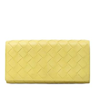 Bottega Veneta Portefeuille long tiss&eacute; doccasion - Femme - Pre-owned - Jaune - Taille: ONE Size