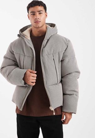 Asos Wattierte Jacke in Grau mit Hahnentrittmuster