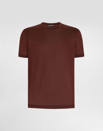 Dolce & Gabbana T-shirt Aus Seide Mit Rundhalsausschnitt - Mann T-shirts Und Polos Rot 44