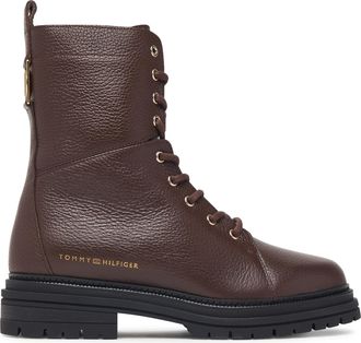 Tommy Hilfiger Schn&uuml;rschuhe Tommy Hilfiger Th Emboss Grain Leather Boot FW0FW09553 Braun