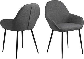 AC Design Furniture Julie Esszimmerstühle 2er Set, L: 57.5 x B: 60 x H: 84 cm, Grau/Schwarz/Schwarz, Stoff/Metal, 2 Stk