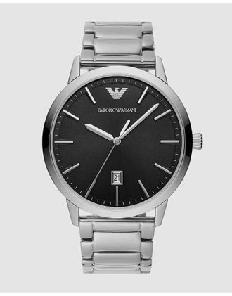 Emporio Armani montre homme &agrave; 3 aiguilles avec date, en acier inoxydable, argent