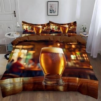 Generic Housse de Couette 200x200 Style Photographique Parure de Lit Bi&egrave;re de Bar Ultra Doux Respirante Microfibre Literie Set 2 Personnes avec Fermeture &Eacute;cla