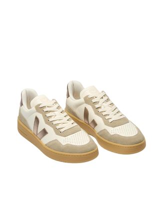 Veja Womens Sneakers V-90 Leather Pure Bronze Natural Trainers