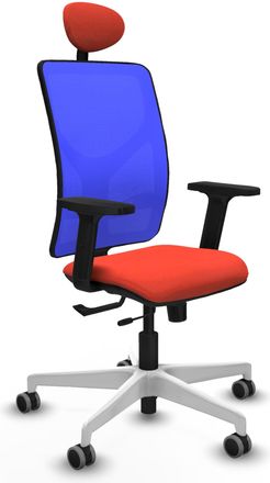 Piqueras y Crespo B&uuml;rostuhl mit 2D-Armlehnen, h&ouml;henverstellbare Lendenwirbelst&uuml;tze und festes Kopfteil, ausgestattet mit Syncro/Traslack und Schneideschaum, Blau/Dunkel