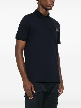 Stone Island Logo-Patch Cotton Polo - Black