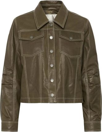 MY ESSENTIAL WARDROBE Femme, Vestes, Vert, Taille: 42 FR Leather Vestes