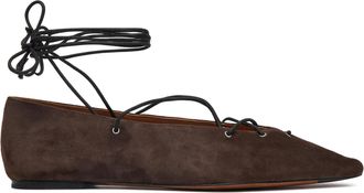 Polo Ralph Lauren Ballerinas Polo Ralph Lauren Suede Lace-Up Pointed Ballet Flat 818P15775001 Braun