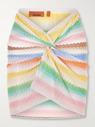 Missoni Mini-jupe En Mailles Crochet&eacute;es M&eacute;tallis&eacute;es &Agrave; Chevrons - Multicolore