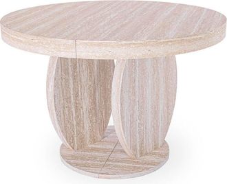 Menzzo Table ovale extensible L110-260cm Icarios avec pieds design Effet travertin Beige