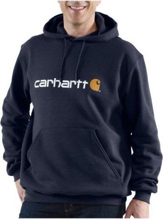 Carhartt Work in Progress Loose Fit Midweight Logo Graphic Sweatshirt Sweat-Shirt &agrave; Capuche, Bleu, S Homme