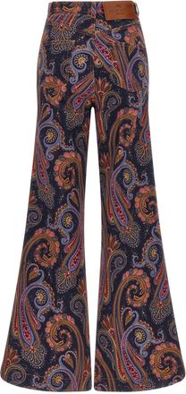 Etro Paisley-Print Flared Jeans - Navy
